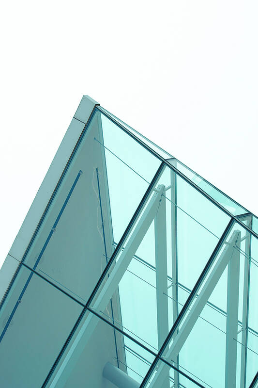 Angled On Up - Art Print | Clean, crisp aqua architectural abstract ...